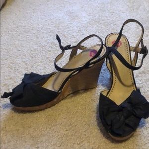 bp | Shoes | Bp Black Espadrille Wedge Heels With Bow On Each | Poshmark